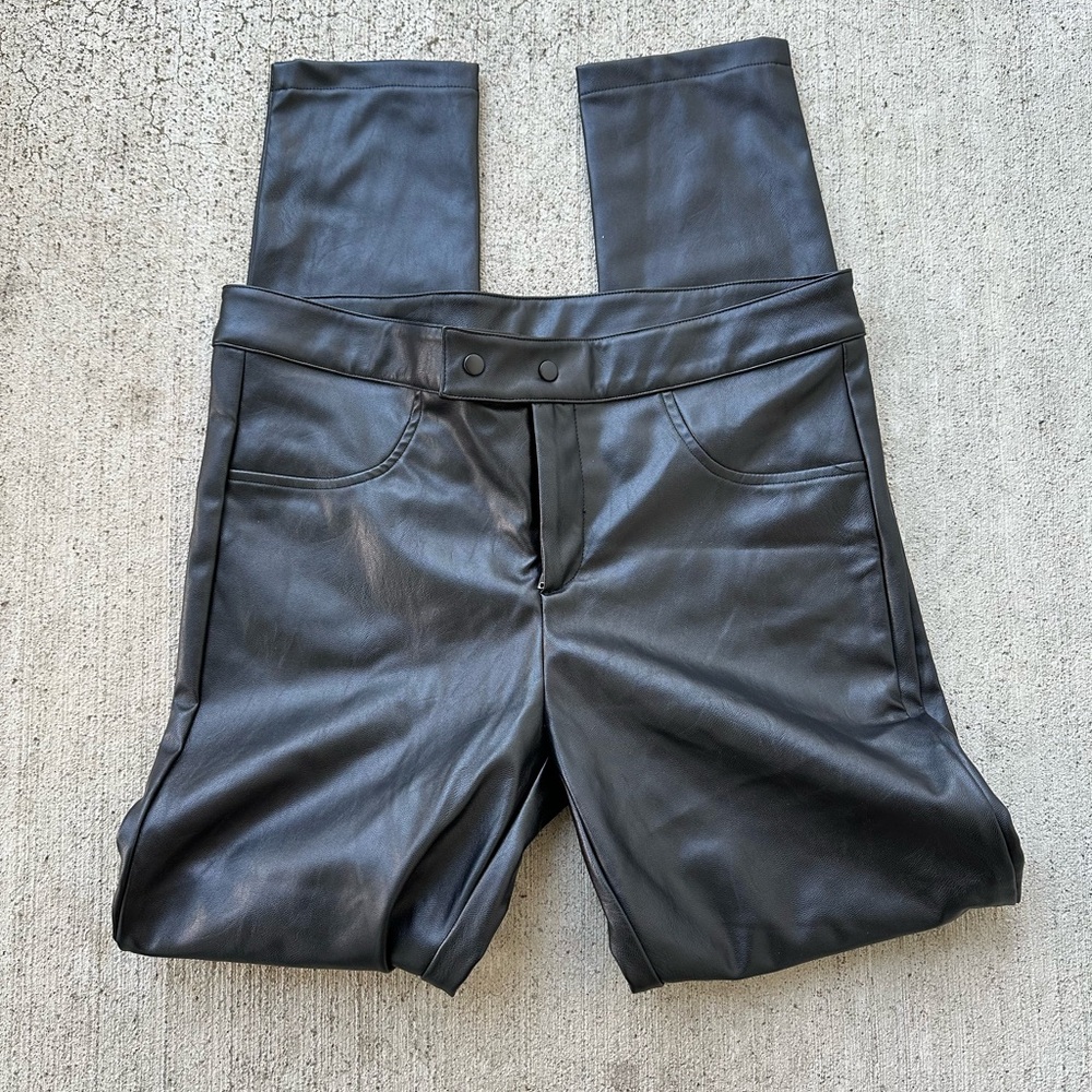 Maxik Faux Leather Pants Black Moto Leather Pants Siz… - Gem
